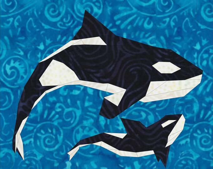 Orca Killer Whale Quilt Block Pattern Foundation Paper Piecing FPP ...