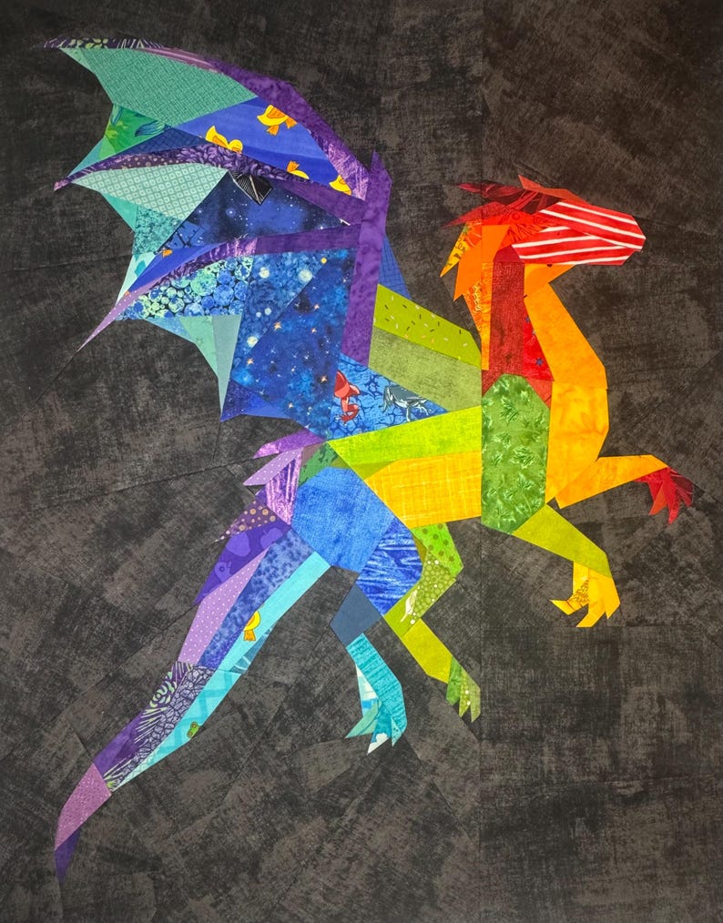 Flying Dragon Foundation Paper Pieced Quilt Pattern Block Fantasy Book ...