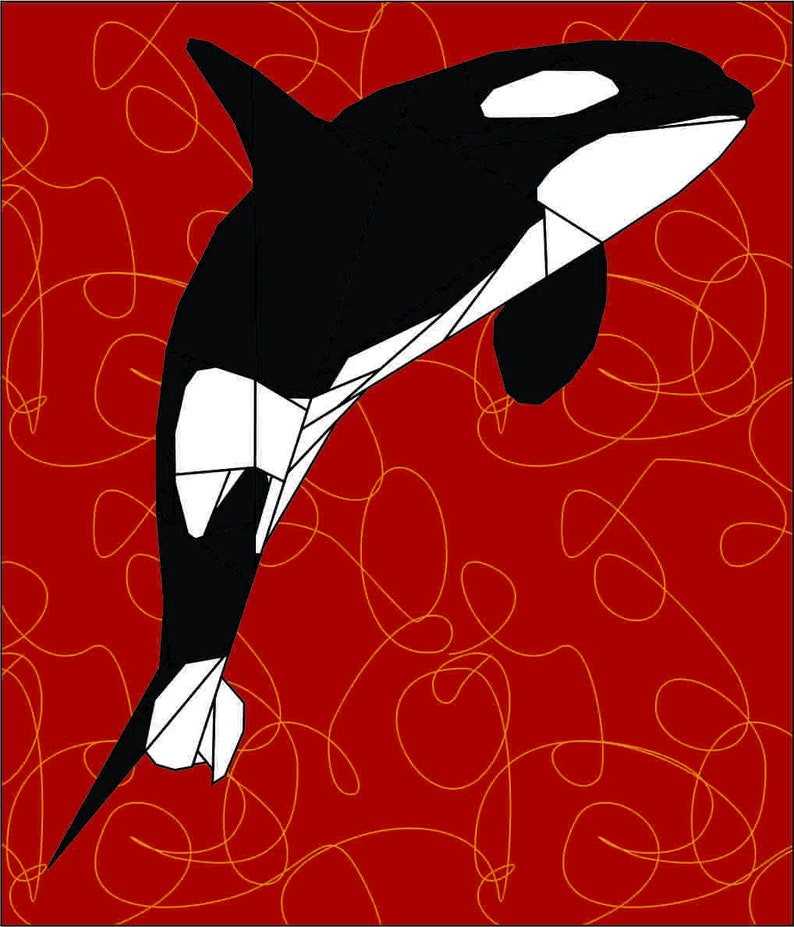 Orca Whale Paper Pieced Quilt Pattern Block - Etsy