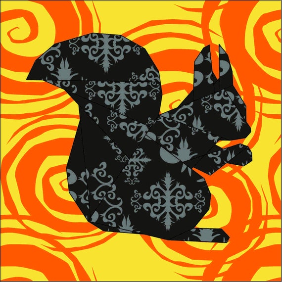 Squirrel Silhouette Paper Pieced Quilt Pattern Block - Etsy