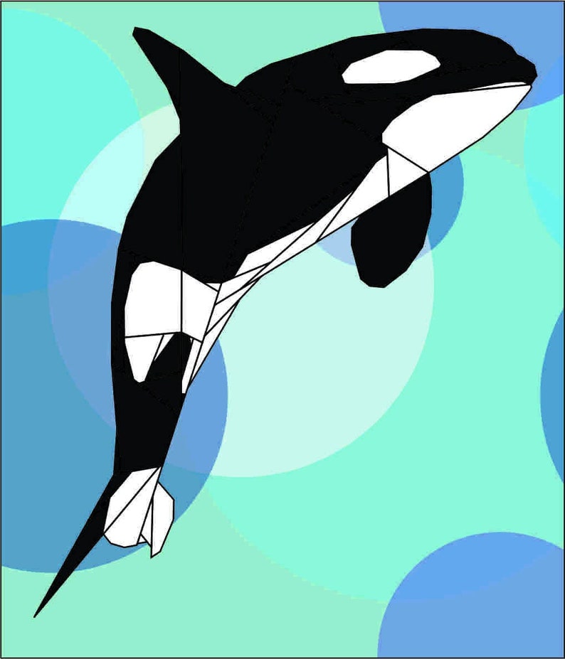 Orca Whale Paper Pieced Quilt Pattern Block - Etsy