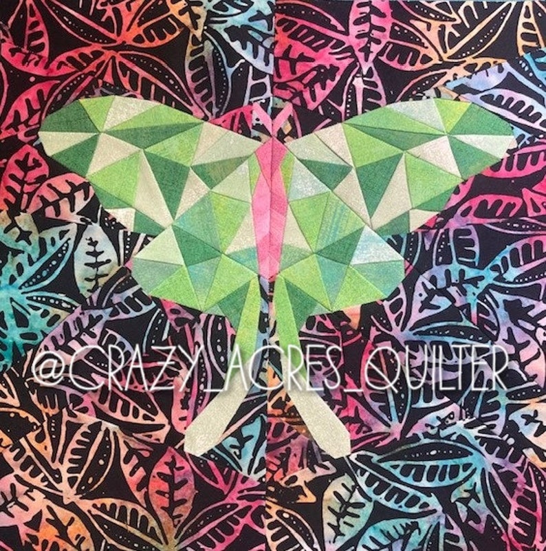 Geometric Luna Moth Foundation Paper Pieced Quilt Pattern Block From ...