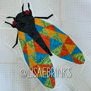 Geometric Cicada Insect Foundation Paper Pieced Quilt Pattern Block ...