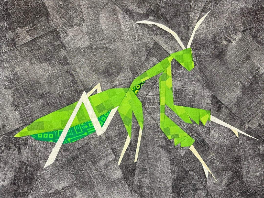 Praying Mantis Insect Bug Paper Pieced Quilt Pattern Block 16"x12" - Etsy