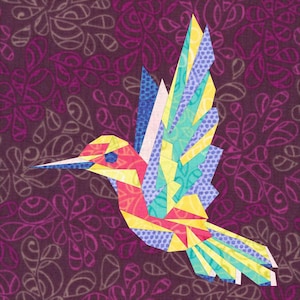 Geometric Hummingbird Foundation Paper Pieced Quilt Pattern Block From ...
