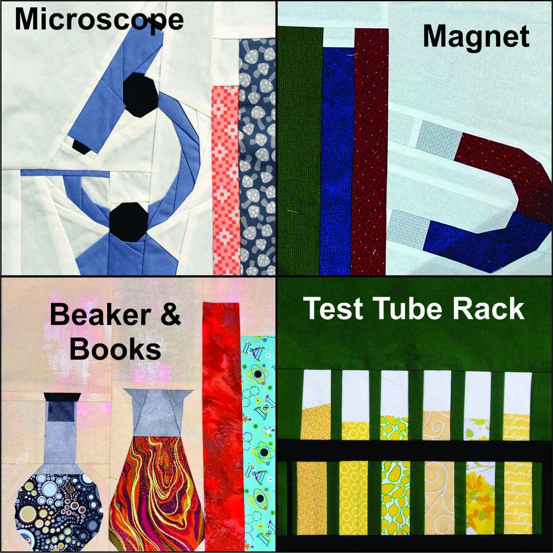 Bundle 1: Science Bookcase Foundation Paper Pieced Quilt Block Patterns ...