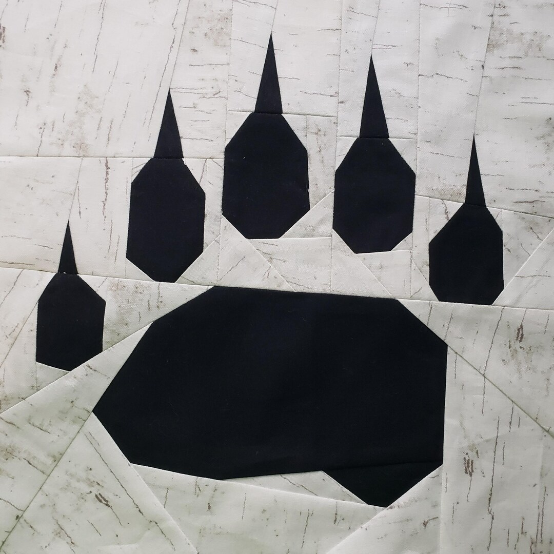 Grizzly Bear Paw Print Quilt Block Pattern: Geometric Creatures Series ...