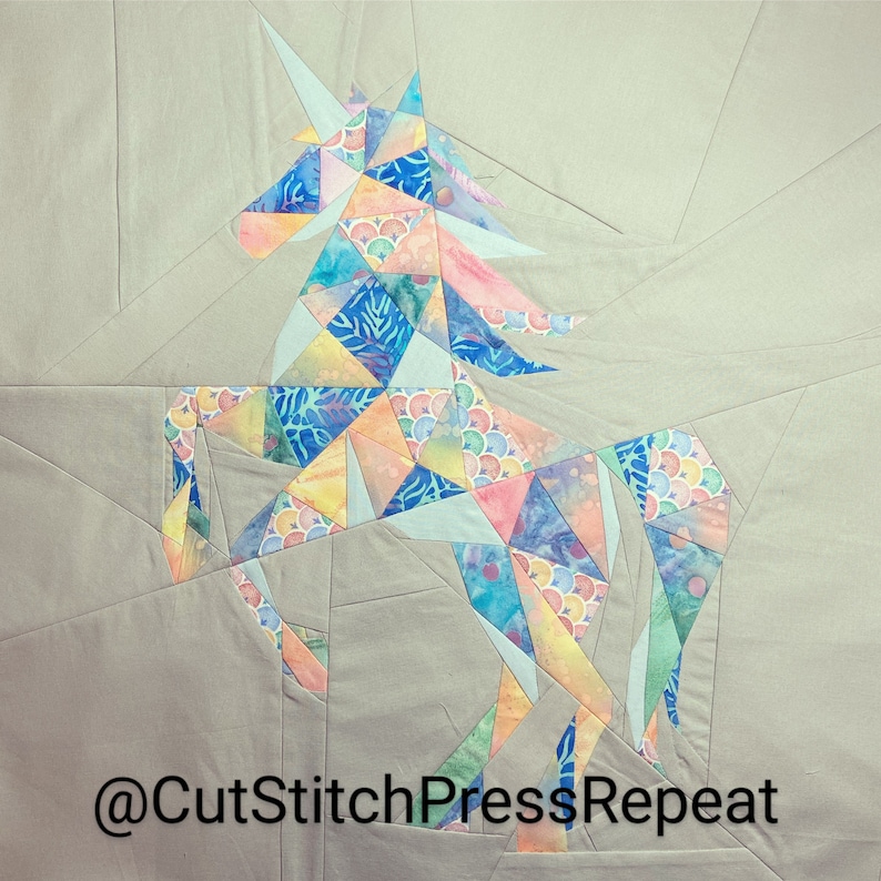 Geometric Unicorn Foundation Paper Pieced Quilt Pattern Block From the ...