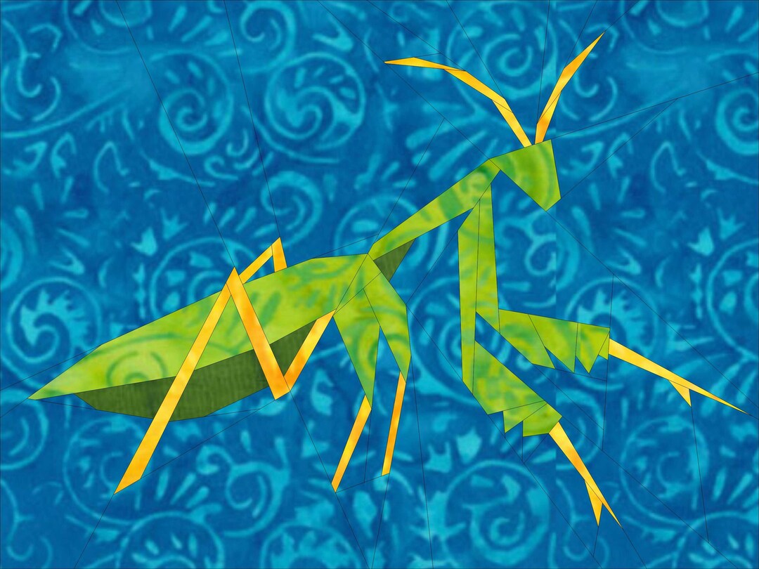 Praying Mantis Insect Bug Paper Pieced Quilt Pattern Block 16"x12" - Etsy