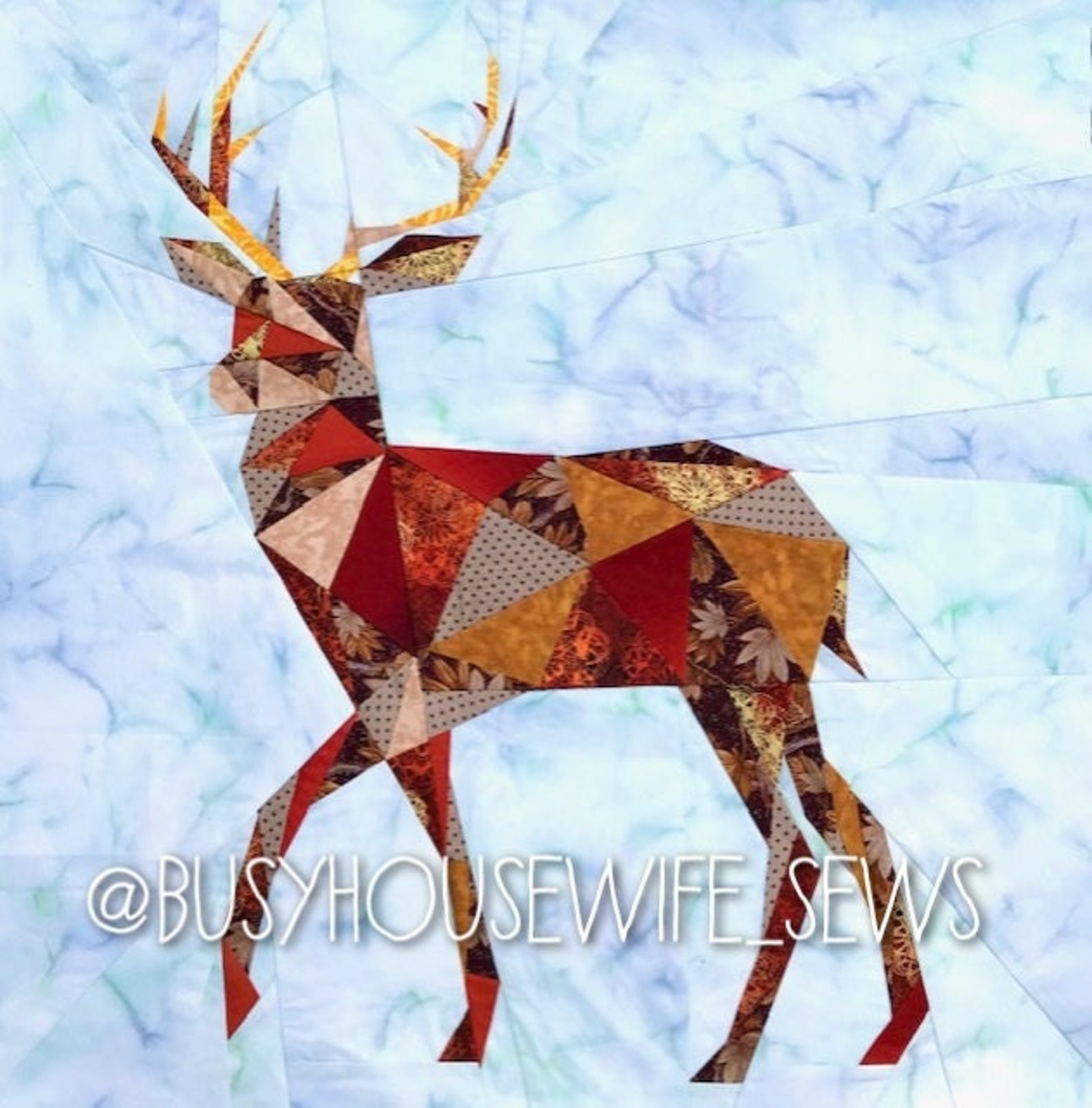 Geometric Deer Foundation Paper Pieced Quilt Pattern Block From the Geometric Creatures Series ...