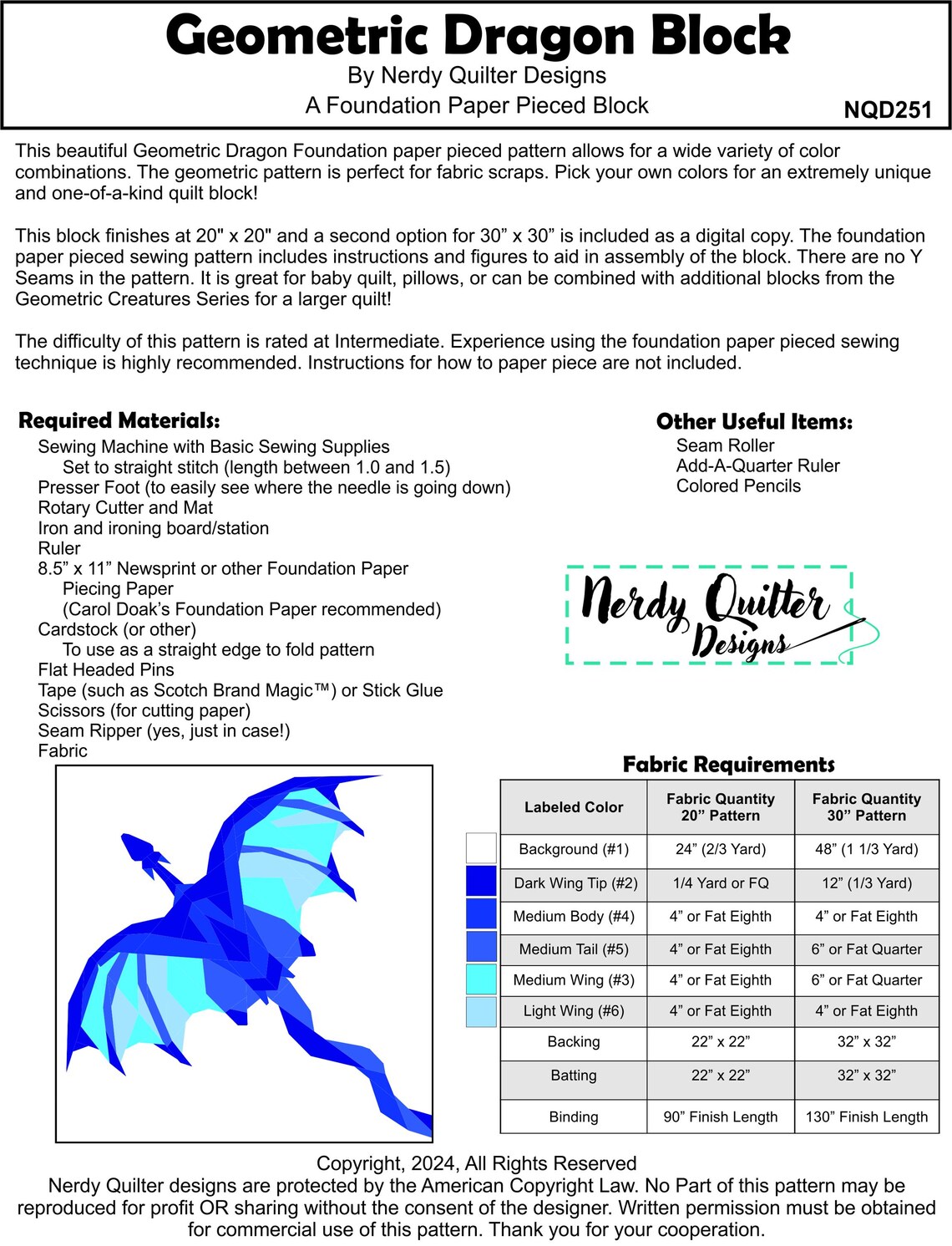 Geometric Dragon Wyvern Foundation Paper Pieced Quilt Pattern Block ...