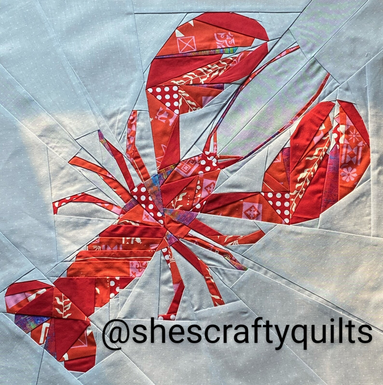 Geometric Lobster Foundation Paper Pieced Quilt Pattern Block - Etsy