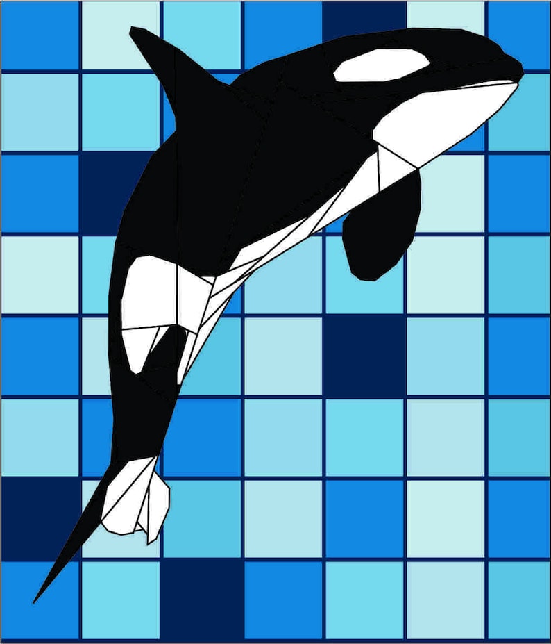 Orca Whale Paper Pieced Quilt Pattern Block - Etsy