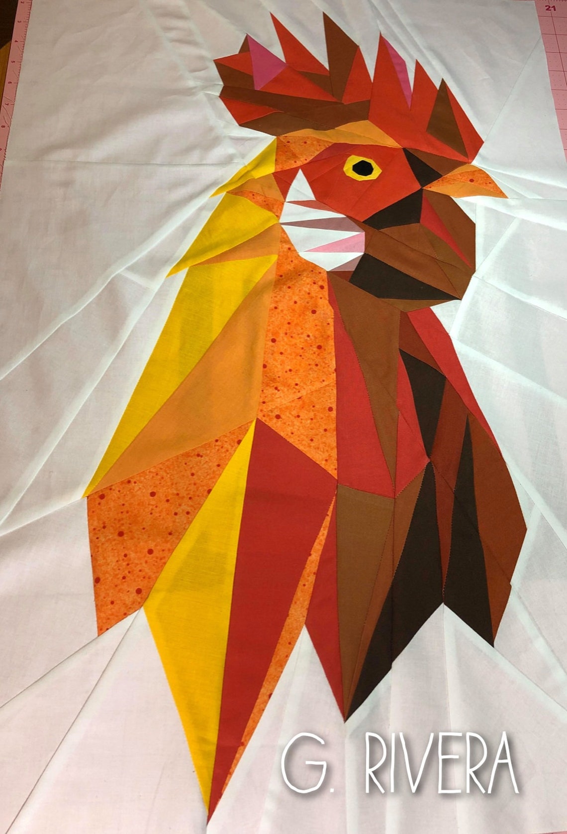 Abstract Chicken (rooster) Foundation Paper Pieced Quilt Pattern Block ...