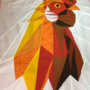 Abstract Chicken (rooster) Foundation Paper Pieced Quilt Pattern Block ...