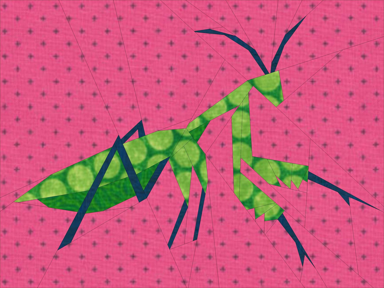 Praying Mantis Insect Bug Paper Pieced Quilt Pattern Block 16"x12" - Etsy