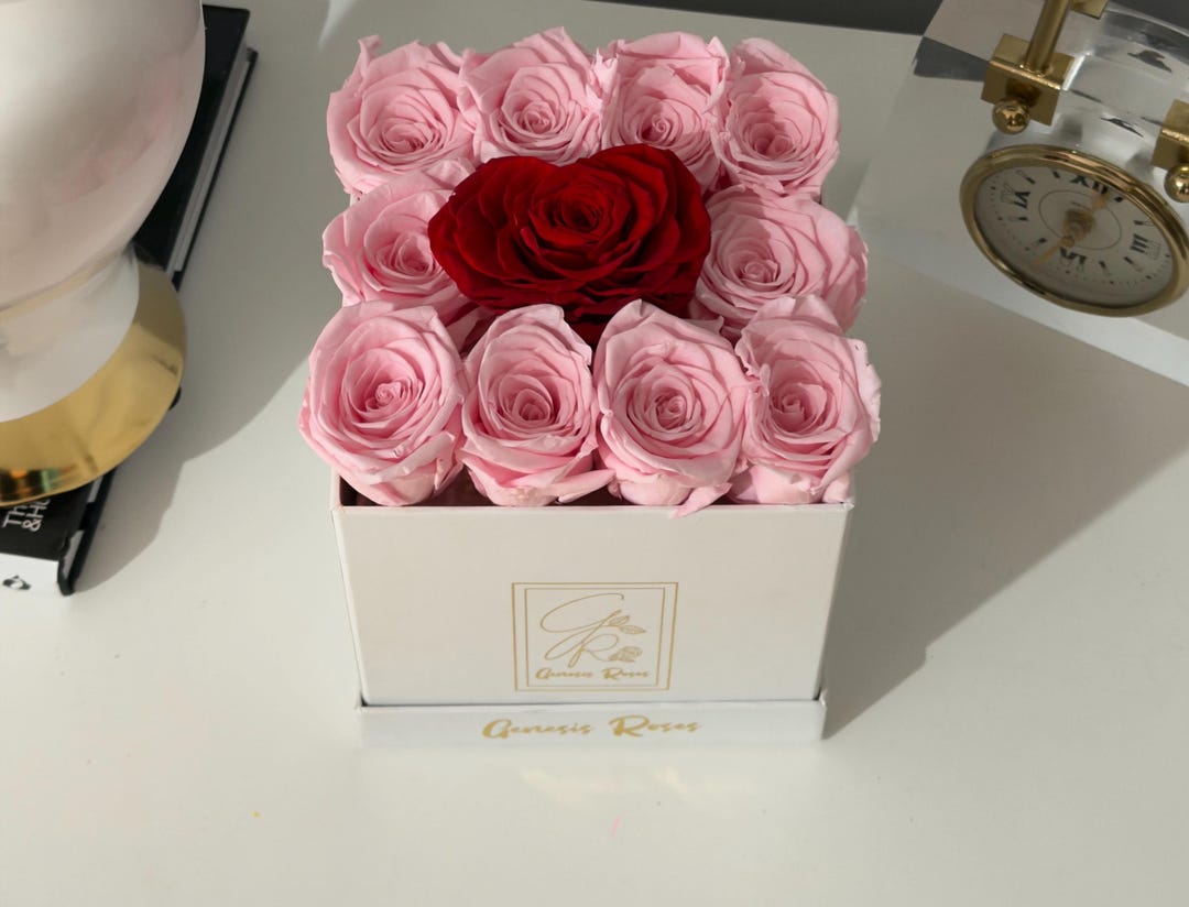 Heart Preserved Roses in Square Box -luxury Gifts- Blooms 3 Years ...