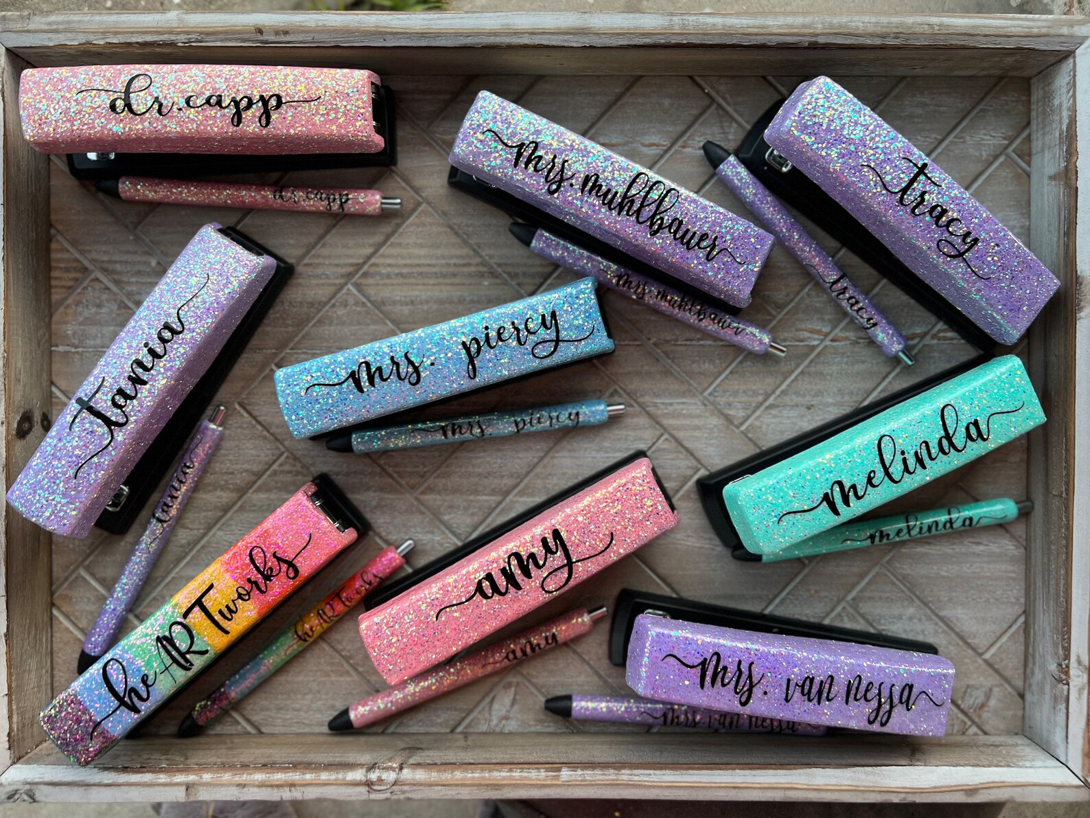 Glitter Stapler and Pen Set | Glitter Epoxy Stapler | Glitter Epoxy ...