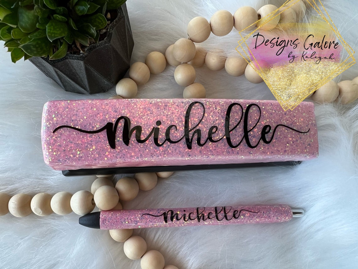 Glitter Stapler and Pen Set Glitter Epoxy Stapler Glitter - Etsy