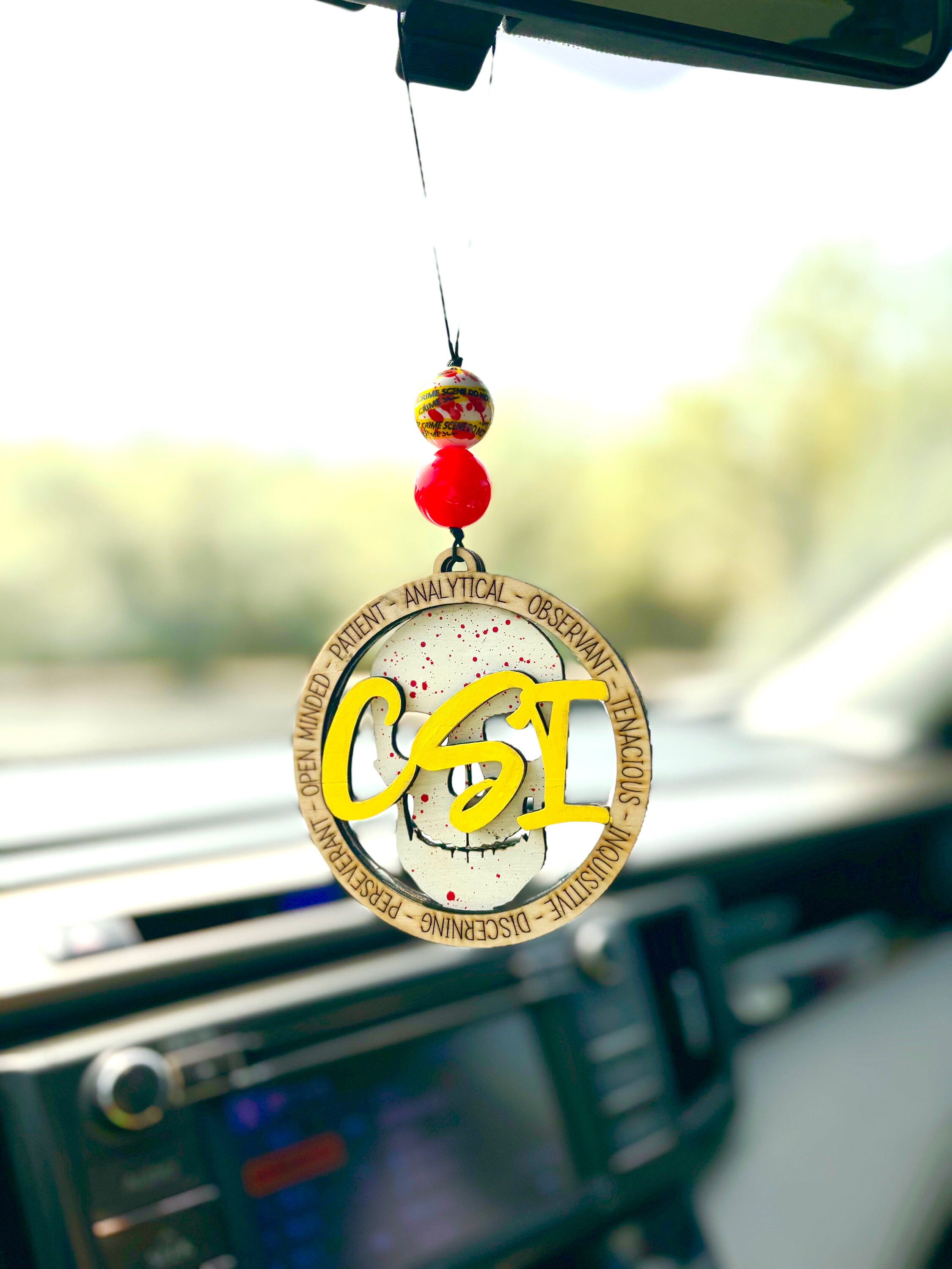 CSI Skull Blood Spatter Rear View Mirror Tag Charm Accessory Beach Bag ...