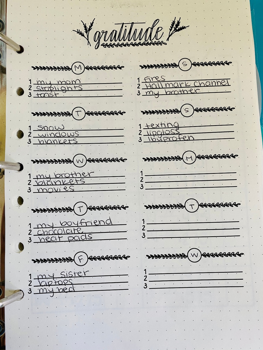 Printable Gratitude Journal Page for Bullet Journal - Etsy