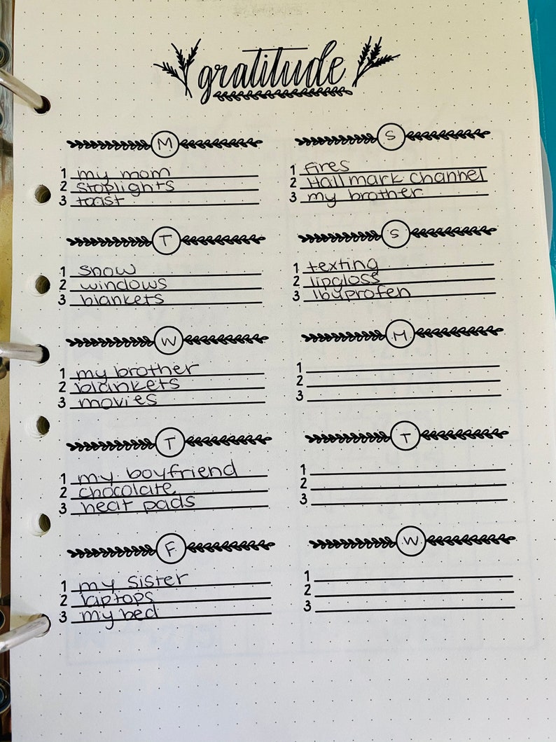 Printable Gratitude Journal Page for Bullet Journal - Etsy