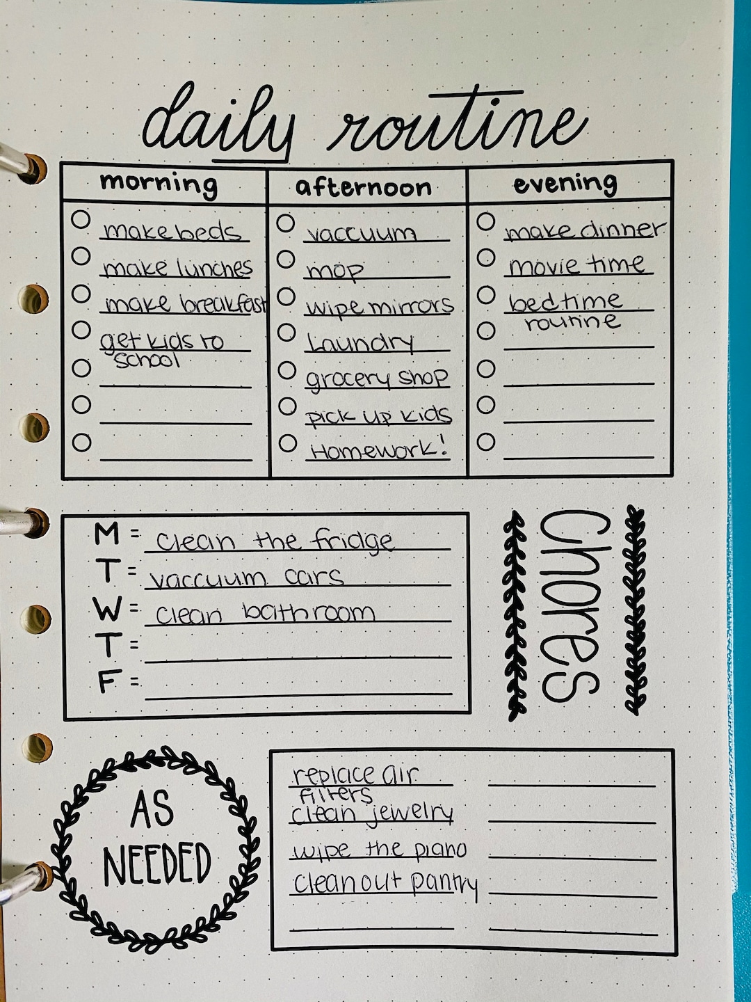 Printable Bullet Journal Daily Routine Page - Etsy