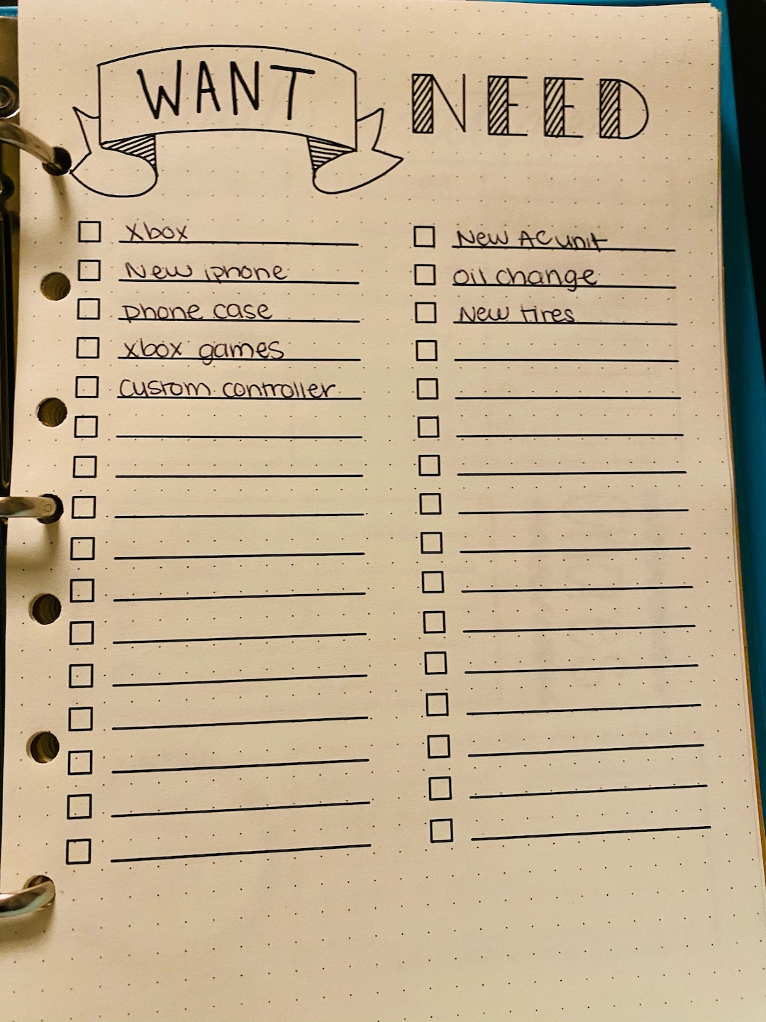 Printable Wants and Needs List Bullet Journal - Etsy