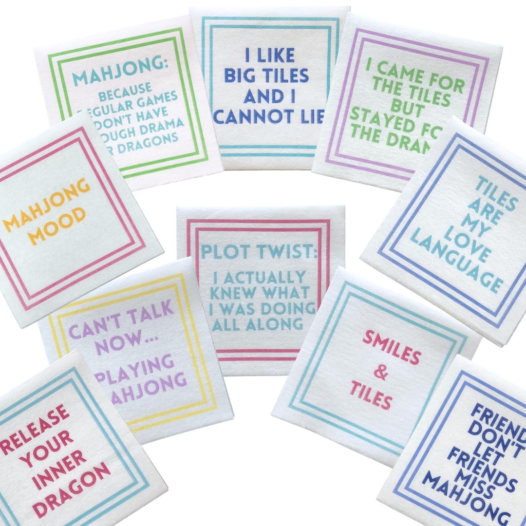 Mahjong Cocktail Napkins - (10 Design Choices, 25 Pack) | 5'' X 5 ...