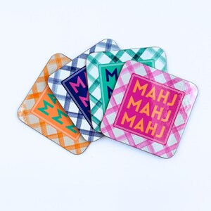 Mahjong Coasters, 4 Set | Gift or Prize | Green, Pink, Blue, Orange - Etsy