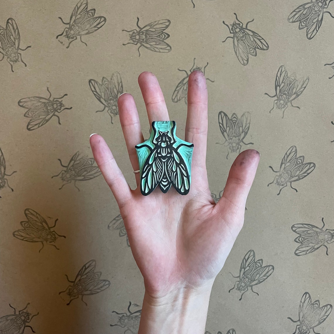 Hand-carved Fly Rubber Stamp - Etsy