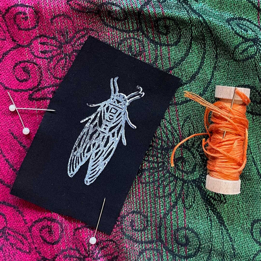 Small Cicada Patch, Punk Patch, Hand-printed, Sew-on Patch, Black and ...