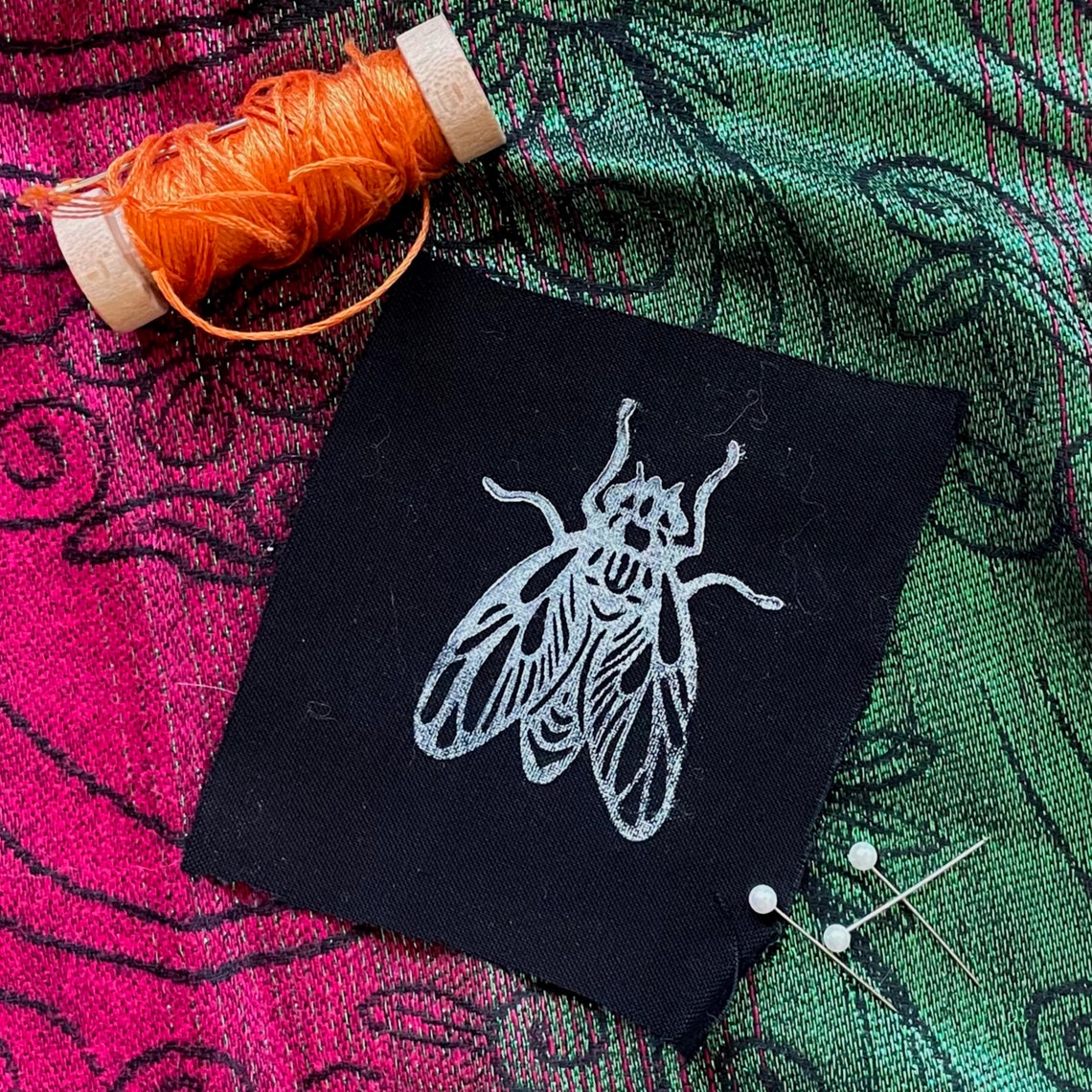 Block-print Fly Patch: Cotton Canvas, Sew-on - Etsy
