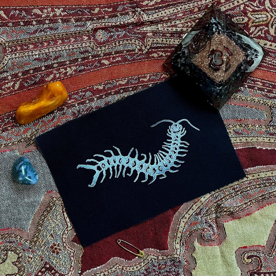 Centipede Patch, Punk Patch, Hand-printed, Sew-on Patch, Black and ...