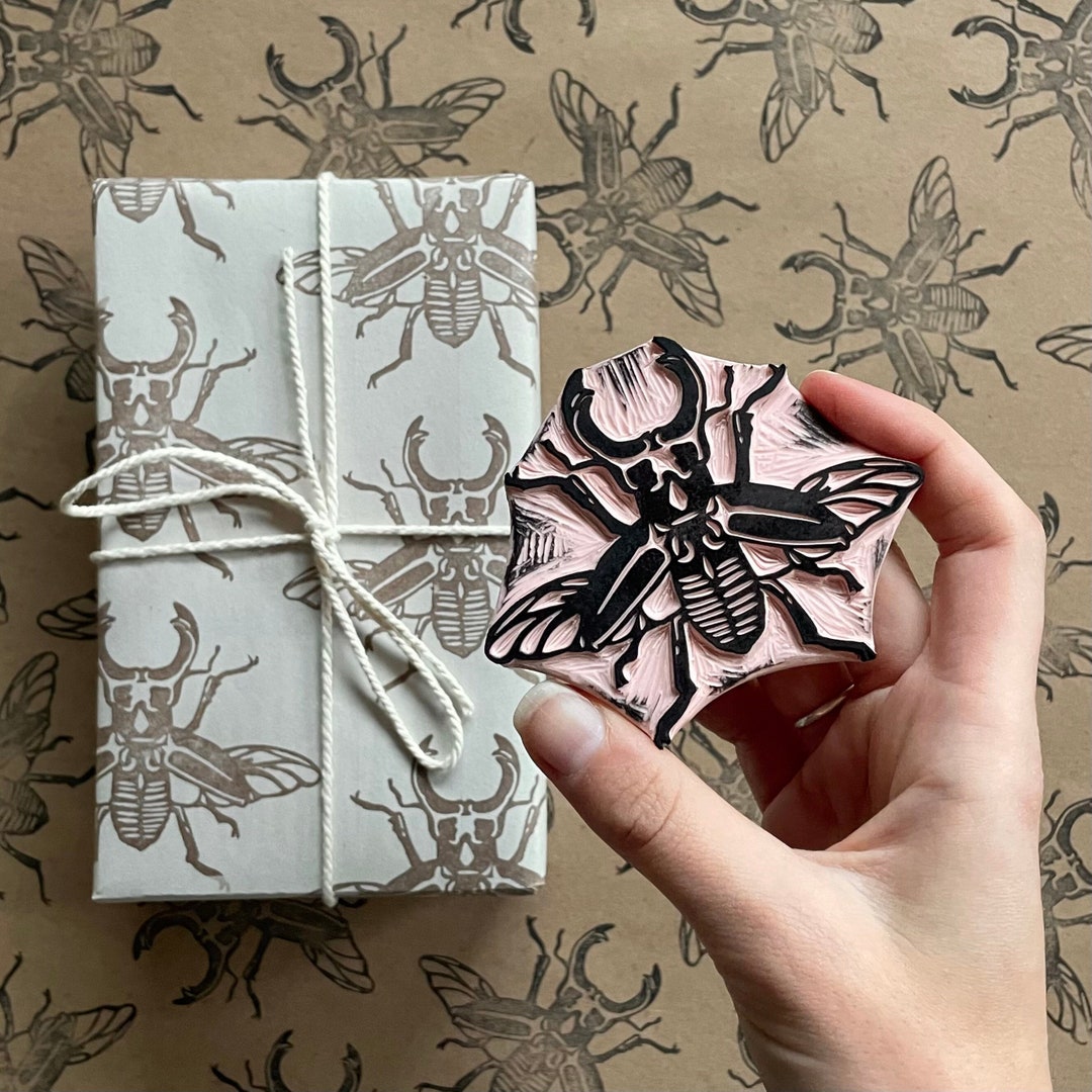 Stag Beetle Stamp / Hand-carved / Rubber Stamp / Bug / Insect / Beetle ...