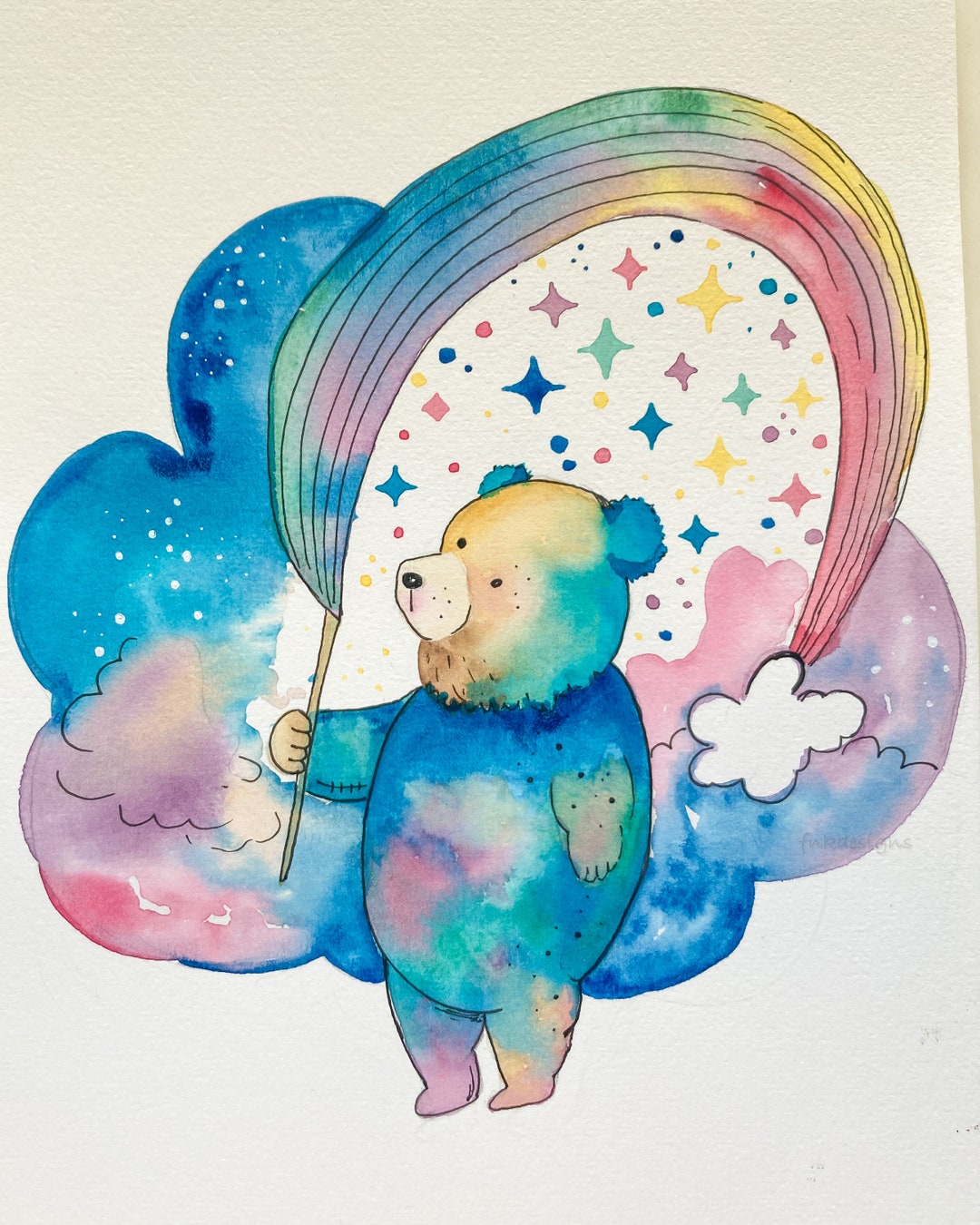 Rainbow Candy Floss, Original Art,watercolor Illustration,watercolor ...