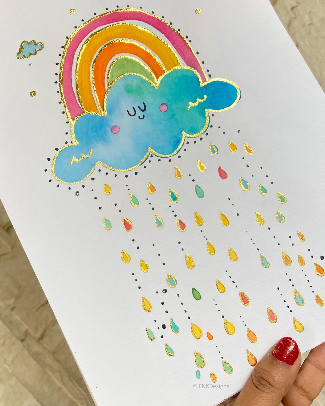Rainbow Cloud ,original Painting,not a Print,original Artwork, A4 Size ...