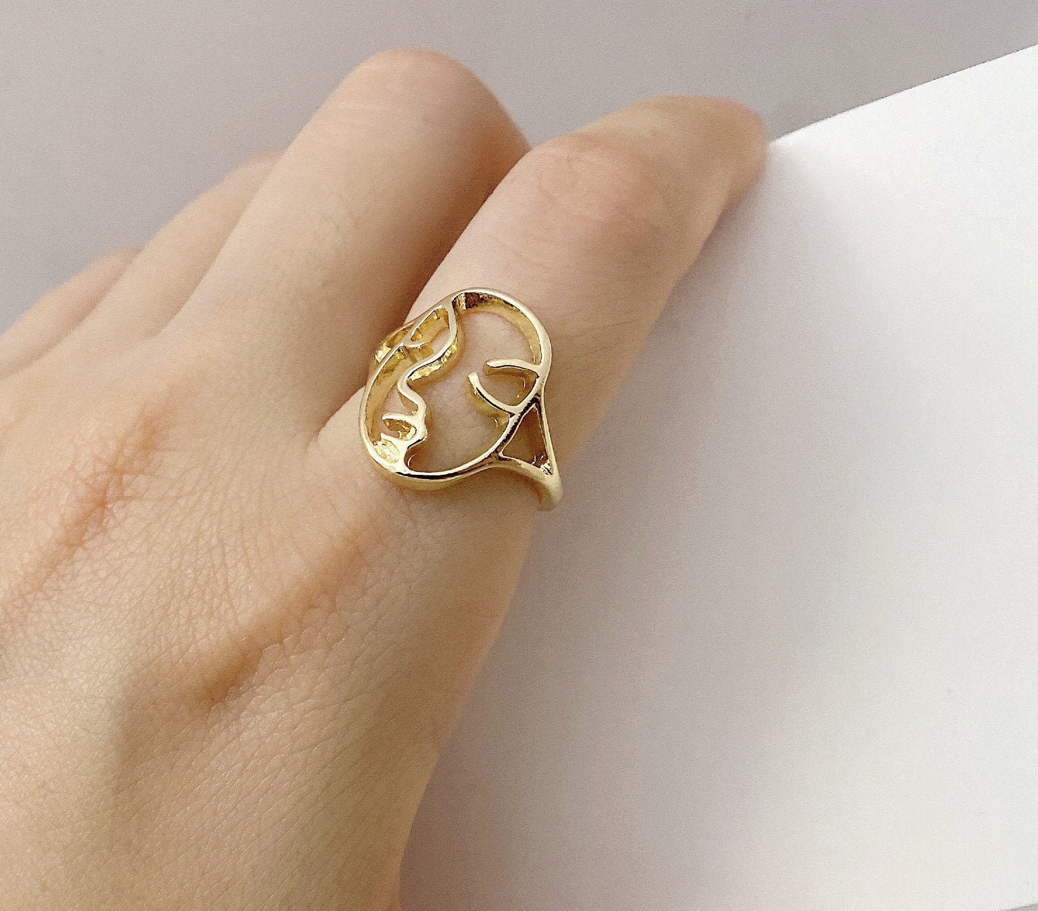 Face Ring Unique Ring Smiley Face Ring Abstract Face Ring - Etsy