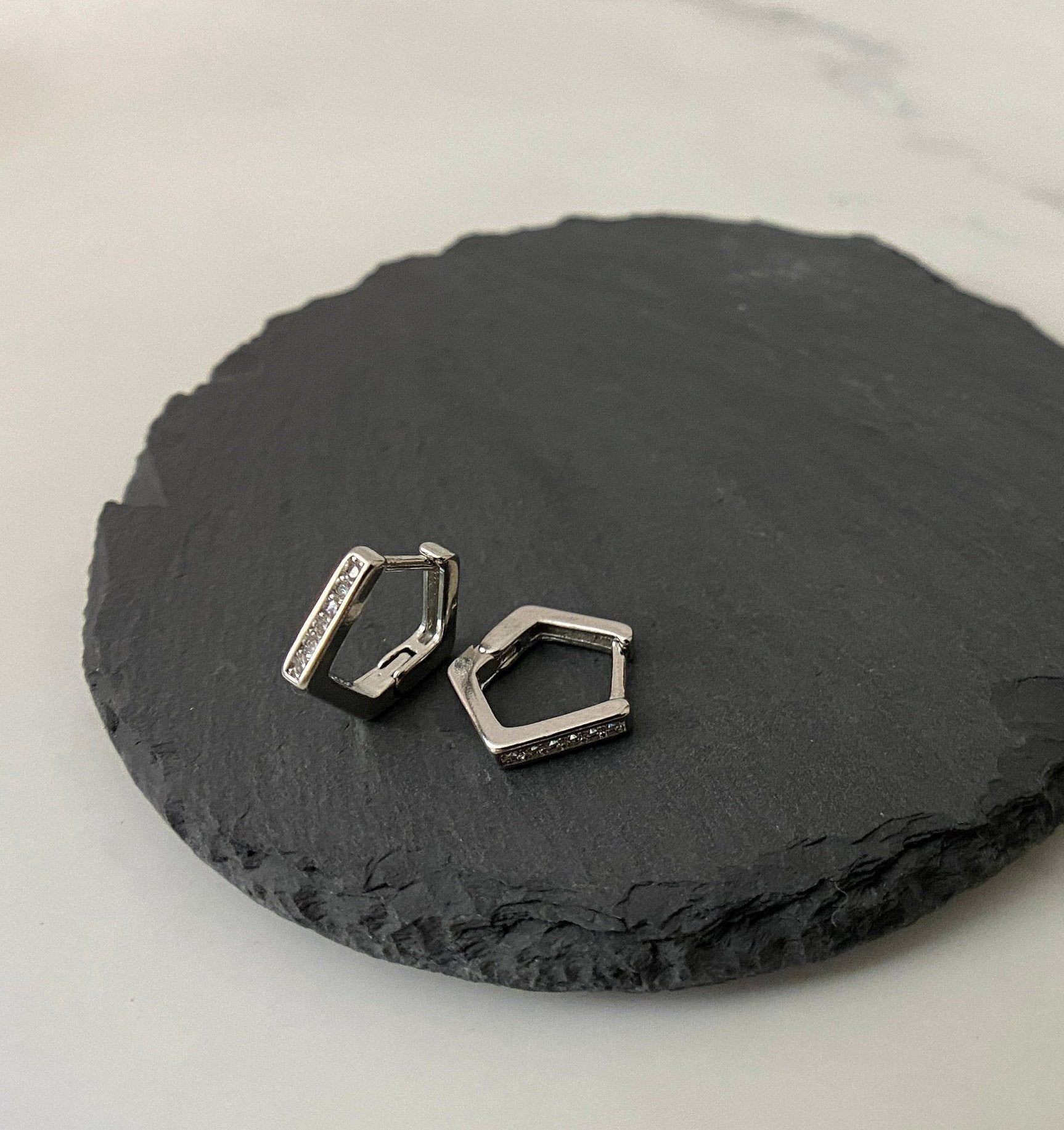 925 Silver Pentagon Earrings Geometric pentagon Earrings | Etsy