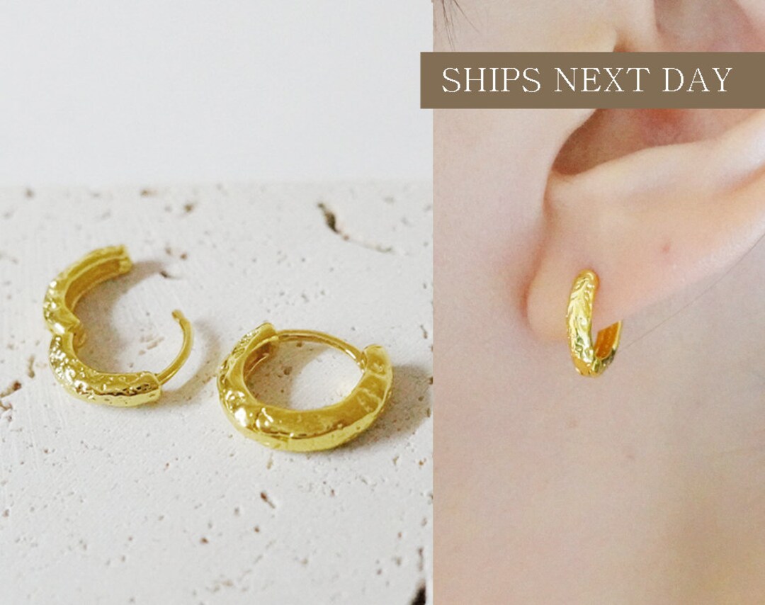 925 Silver Distorted Earrings Mini Hoop Dangle Earrings Tiny Hoops ...