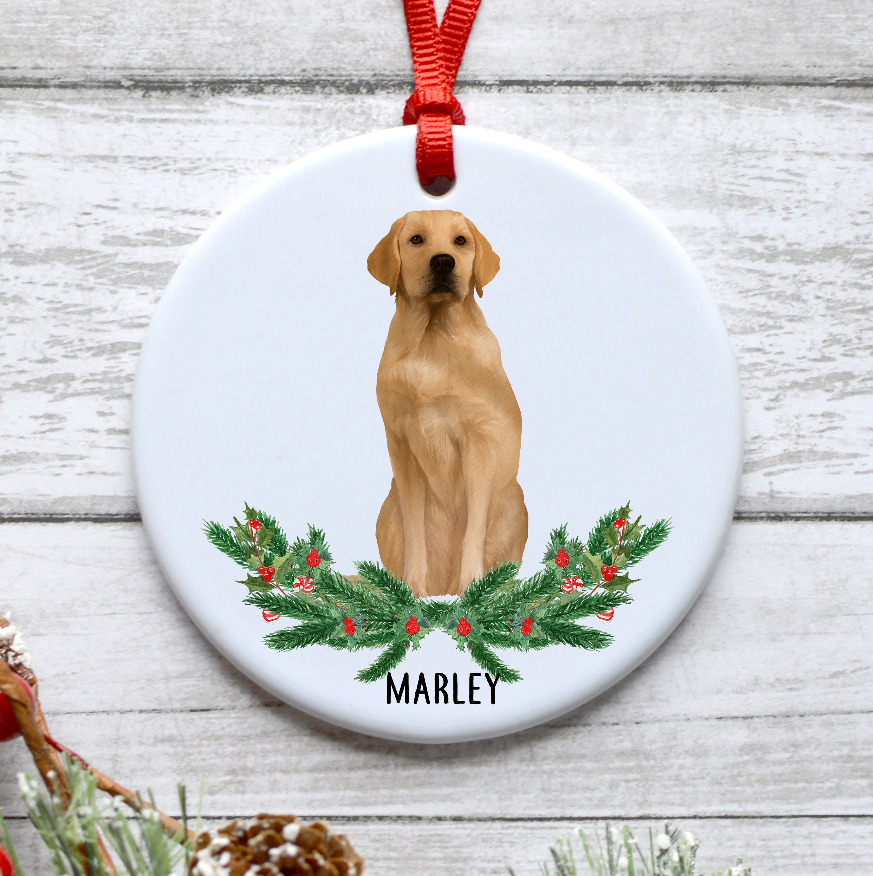 Yellow Labrador Christmas Ornament Custom Dog Memorial | Etsy