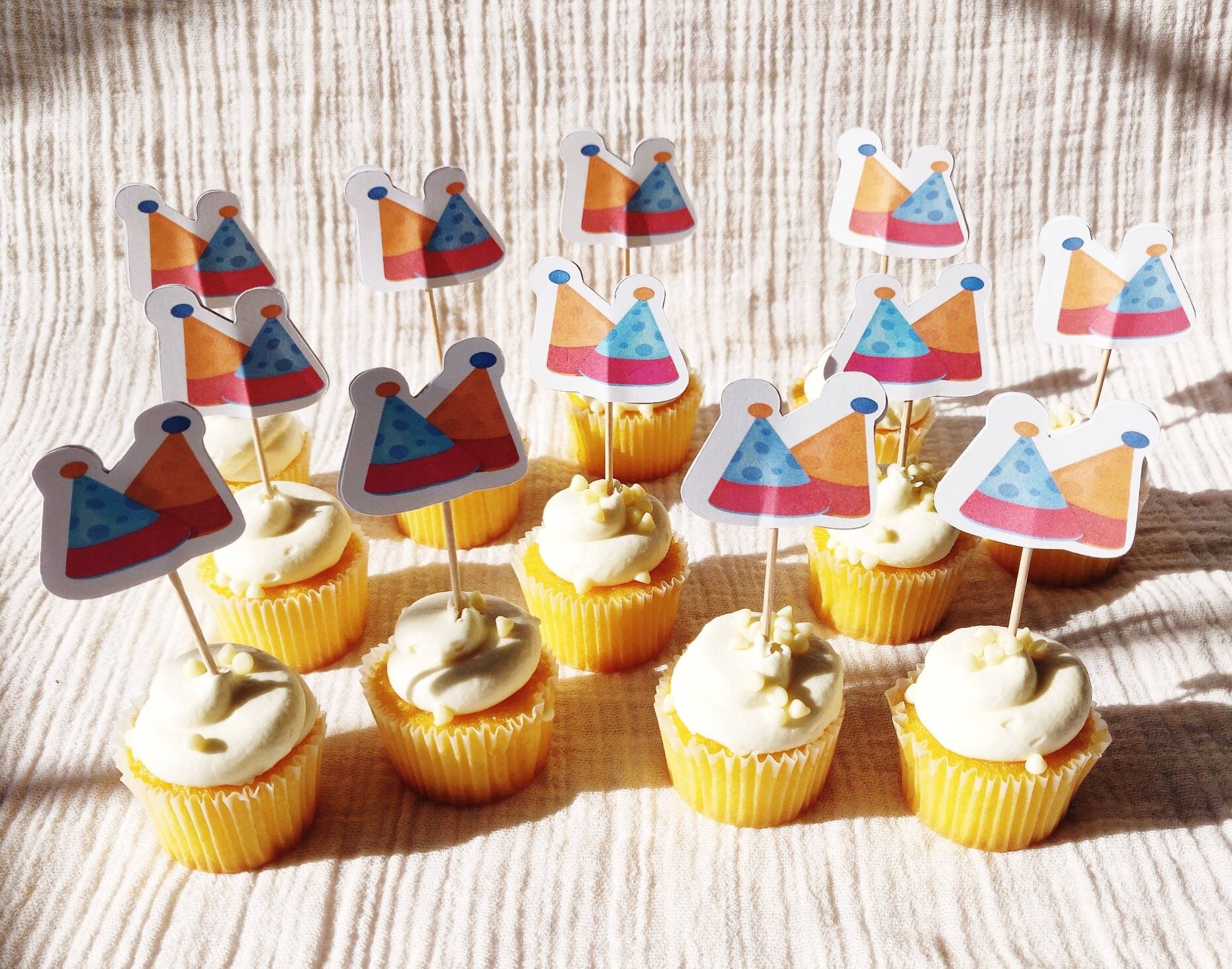 Party Hats- Cupcake Toppers, Birthday Cake Topper, Cupcake Decorations ...