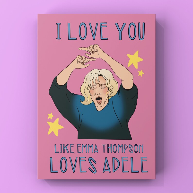 Emma Thompson Dancing to Adele Valentine’s Day Greetings Card. - Etsy