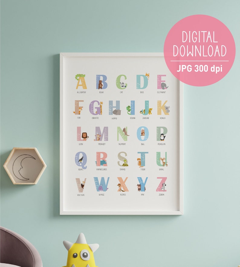 DIGITAL DOWNLOAD ABC Wall Art Alphabet Poster Alphabet Print - Etsy