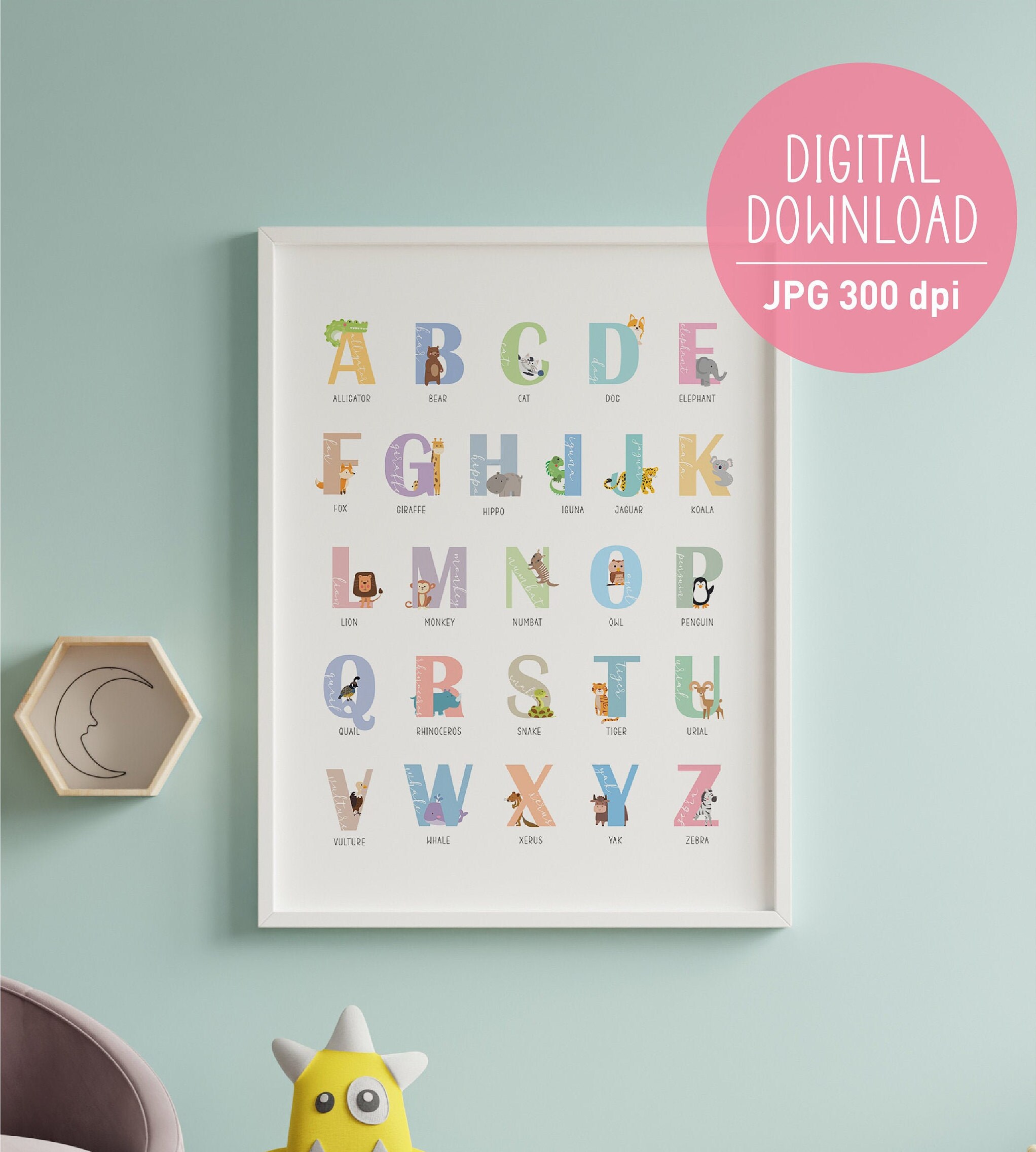 DIGITAL DOWNLOAD ABC Wall Art Alphabet Poster Alphabet Print - Etsy
