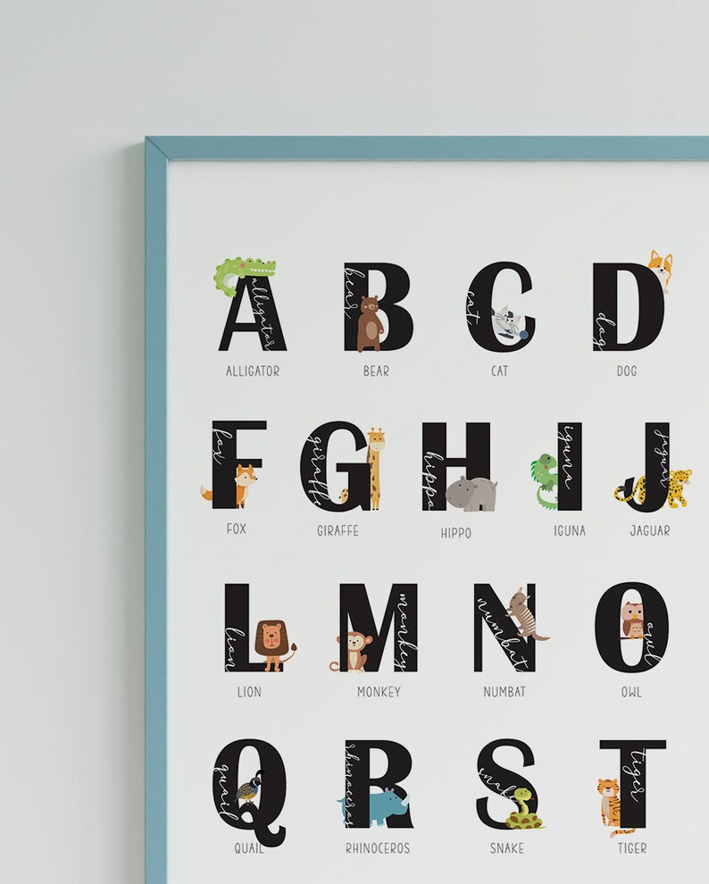 DIGITAL DOWNLOAD, ABC Wall Art Alphabet Poster Alphabet Print Printable ...