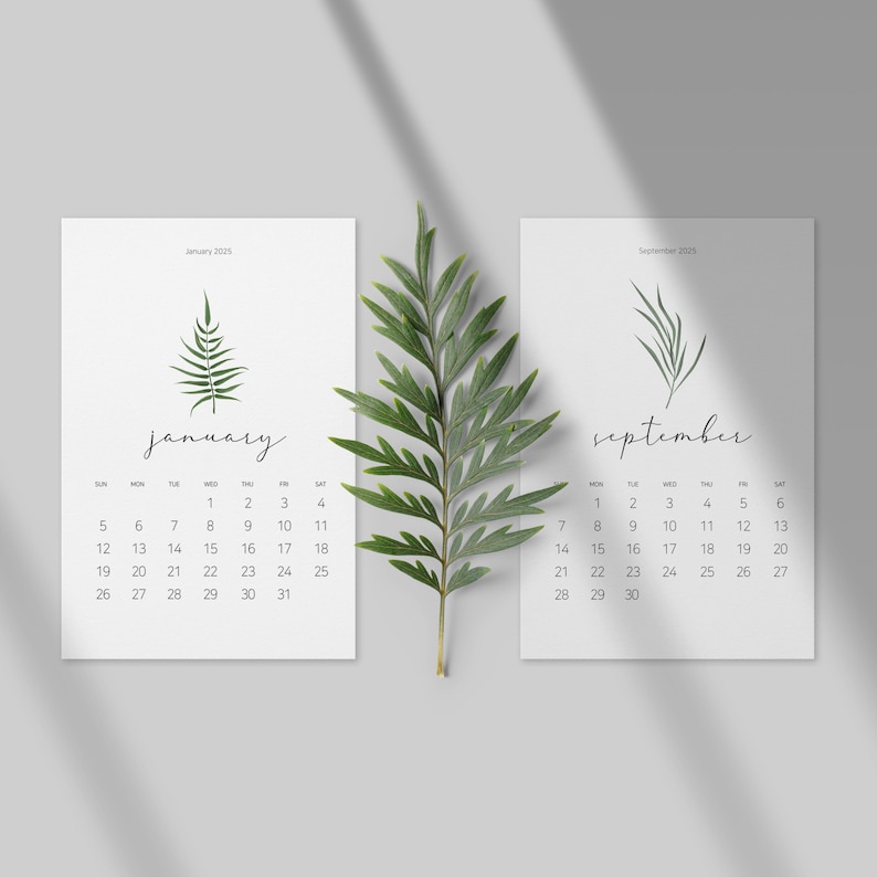 2025 Printable Greenery Calendar, Desk Calendar, Digital Download ...
