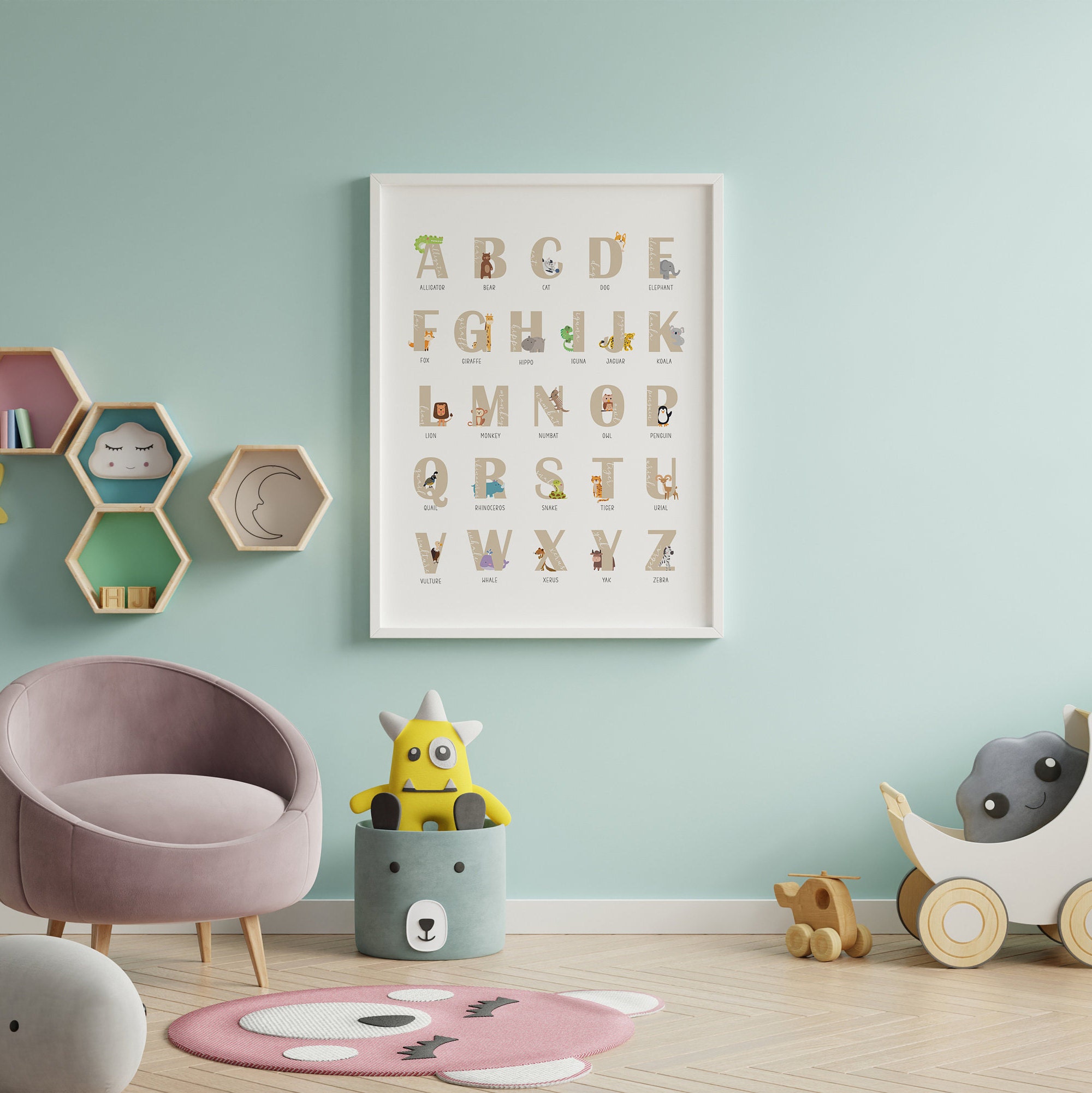 DIGITAL DOWNLOAD, ABC Wall Art Alphabet Poster Alphabet Print Printable ...