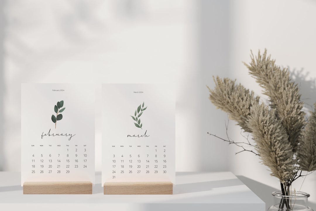 2024_printable Greenery Calendar, Desk Calendar, Digital Download ...