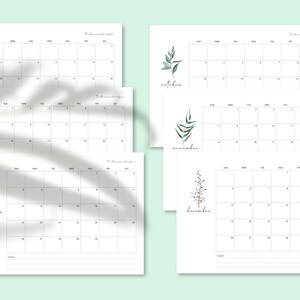 2022 Calendar Printable Botanical Calendar Template Desk - Etsy Canada